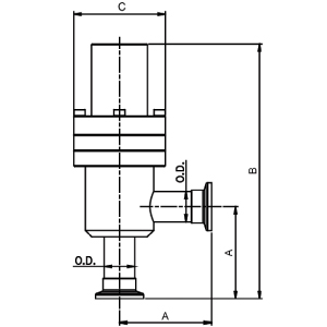 Pneumatic angle valve KF flange(CO-AV-KF-90-P)